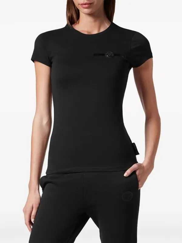 PLEIN SPORT Logo-patch Cotton T-shirt - Black