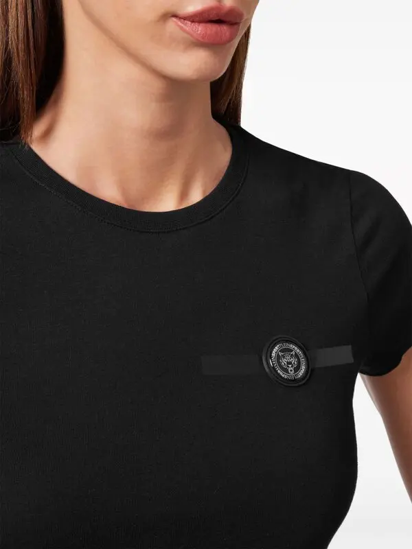 PLEIN SPORT Logo-patch Cotton T-shirt - Black