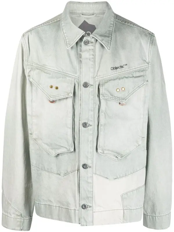 OBJECTS IV LIFE Panelled Denim Jacket - Green