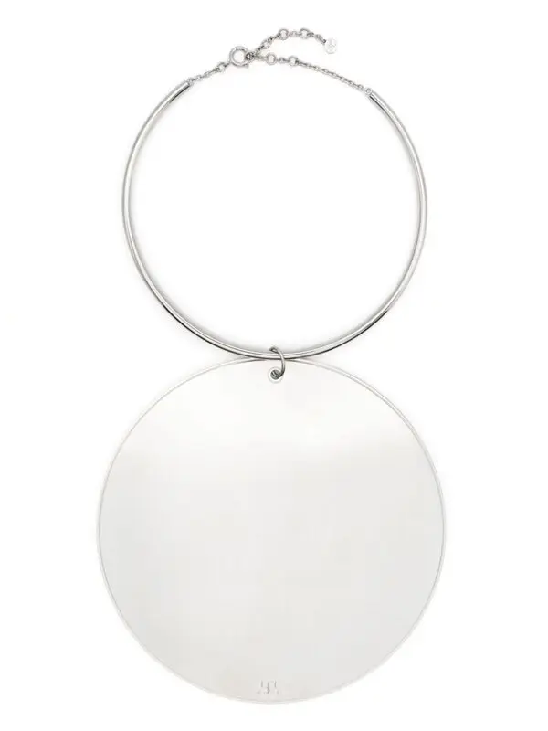 COURREGES Circular Pendant Tube Necklace - Silver