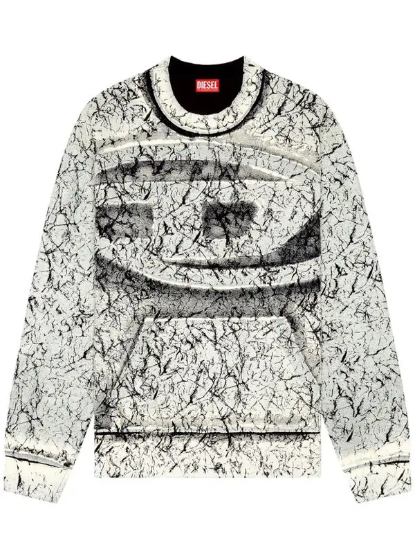 DIESEL® Cracked Effect Cotton Sweatshirt