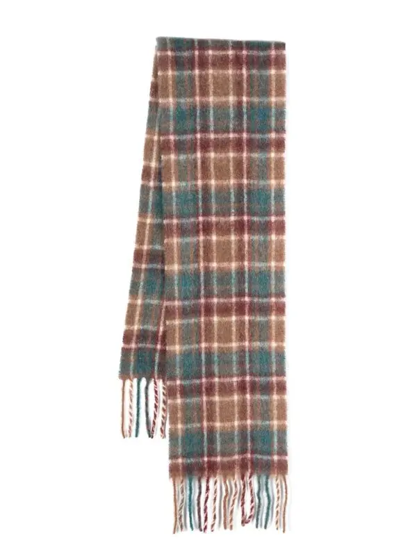 Drole De Monsieur Plaid Check-pattern Fringed Scarf - Brown