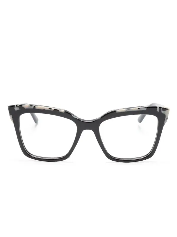 Karl Lagerfeld Marbled-pattern Square-frame Glasses - Black