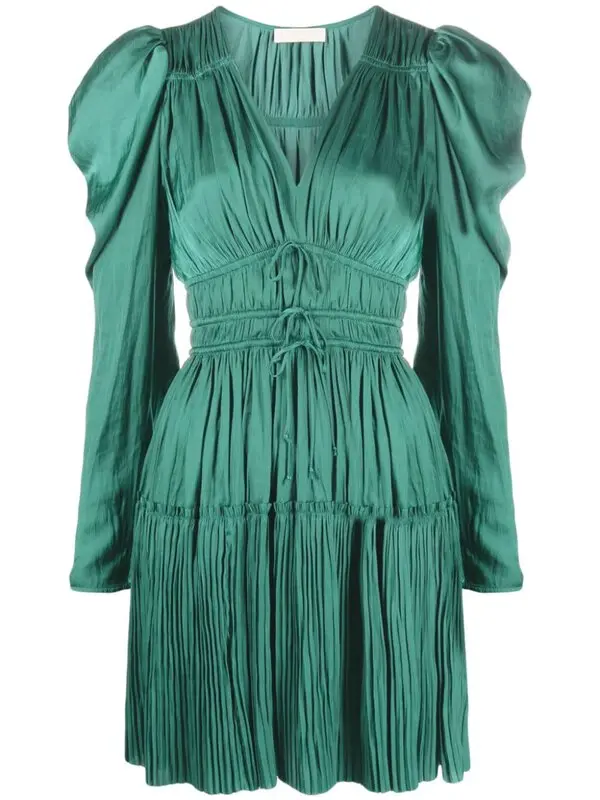 Ulla Johnson Lu Plissé-effect Minidress - Green