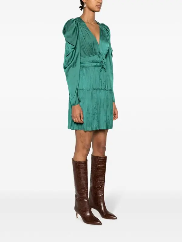 Ulla Johnson Lu Plissé-effect Minidress - Green