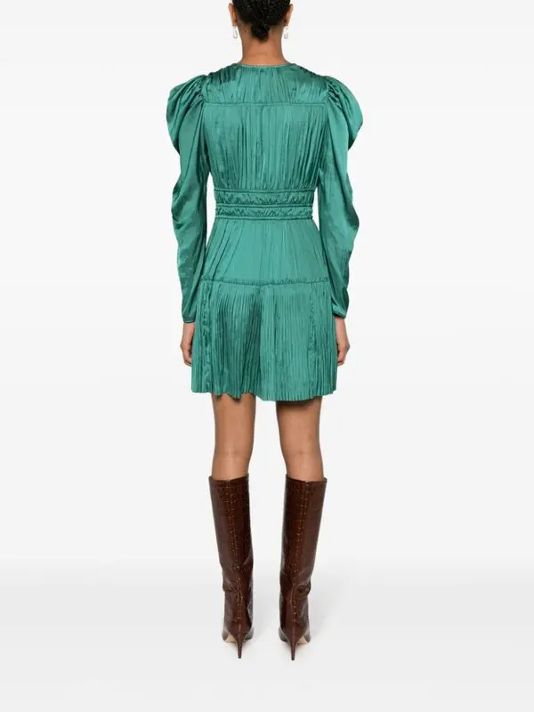 Ulla Johnson Lu Plissé-effect Minidress - Green