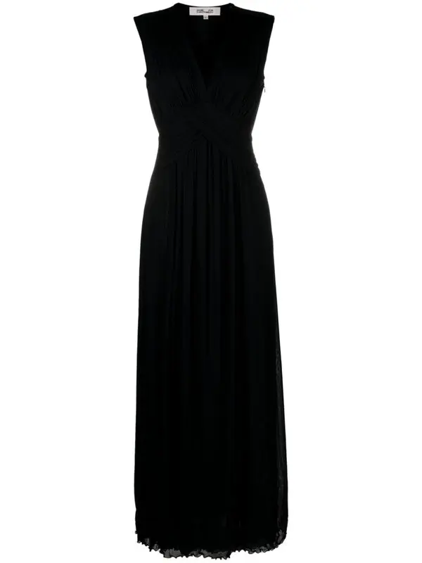 Diane Von Furstenberg Marika Gathered V-neck Maxi Dress - Black
