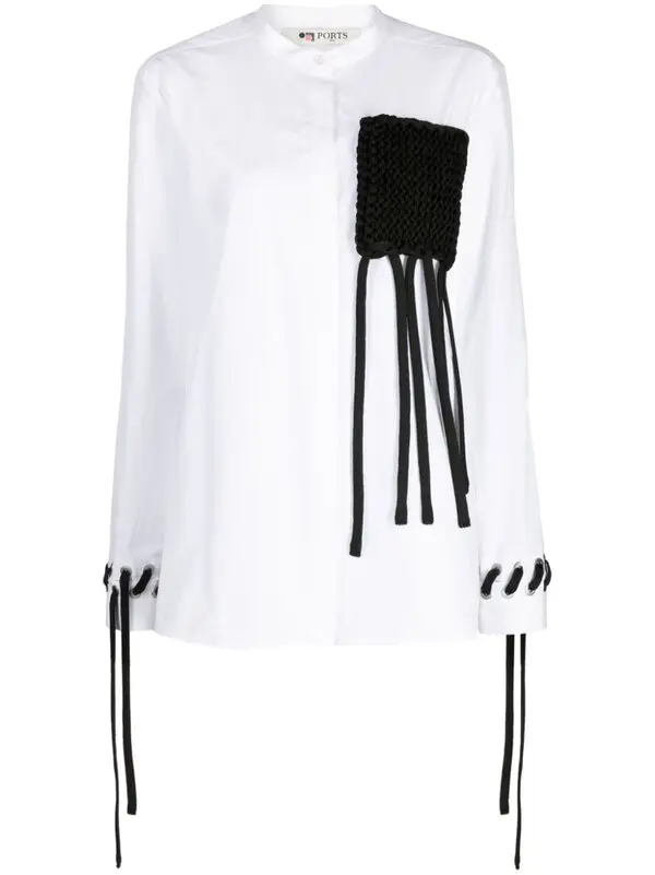 Ports 1961 Knitted-panel Strap-detail Shirt - White