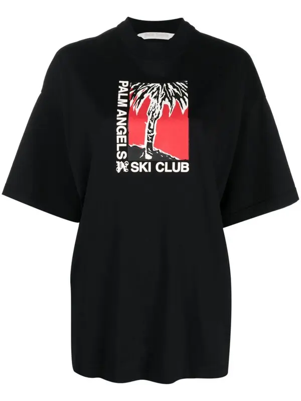 Palm Angels Ski Club Cotton T-shirt - Black