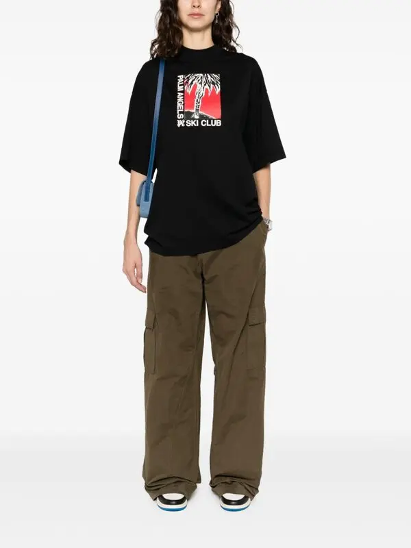 Palm Angels Ski Club Cotton T-shirt - Black