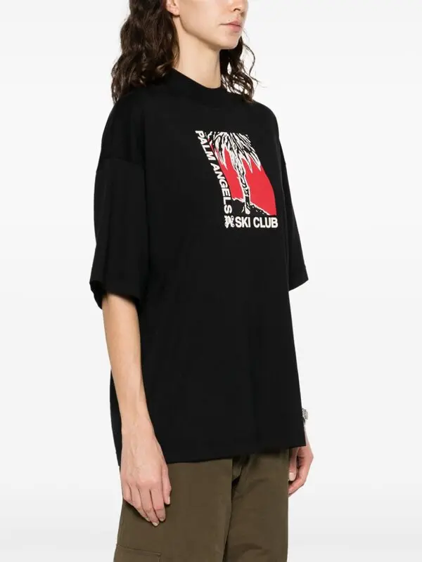 Palm Angels Ski Club Cotton T-shirt - Black
