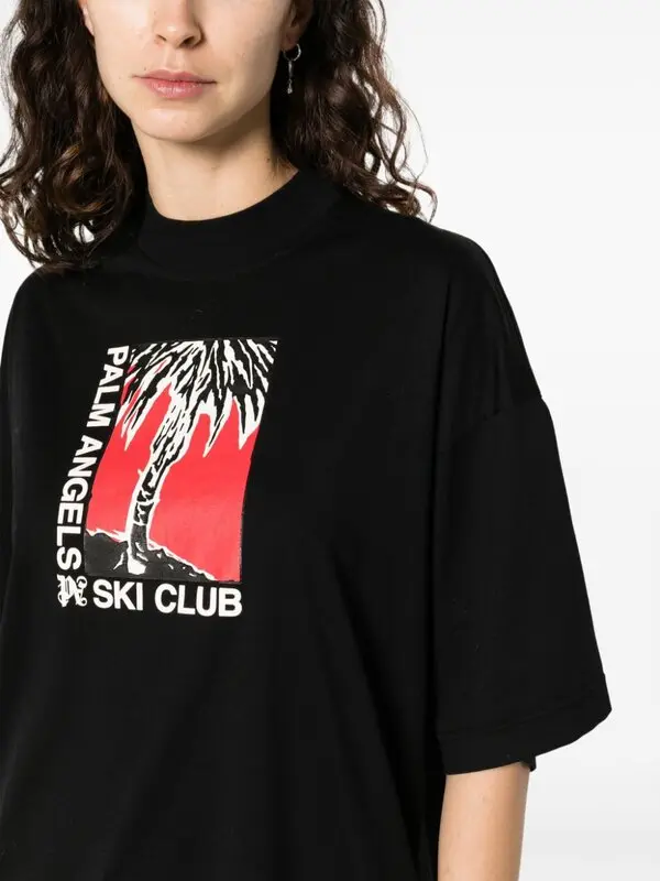 Palm Angels Ski Club Cotton T-shirt - Black