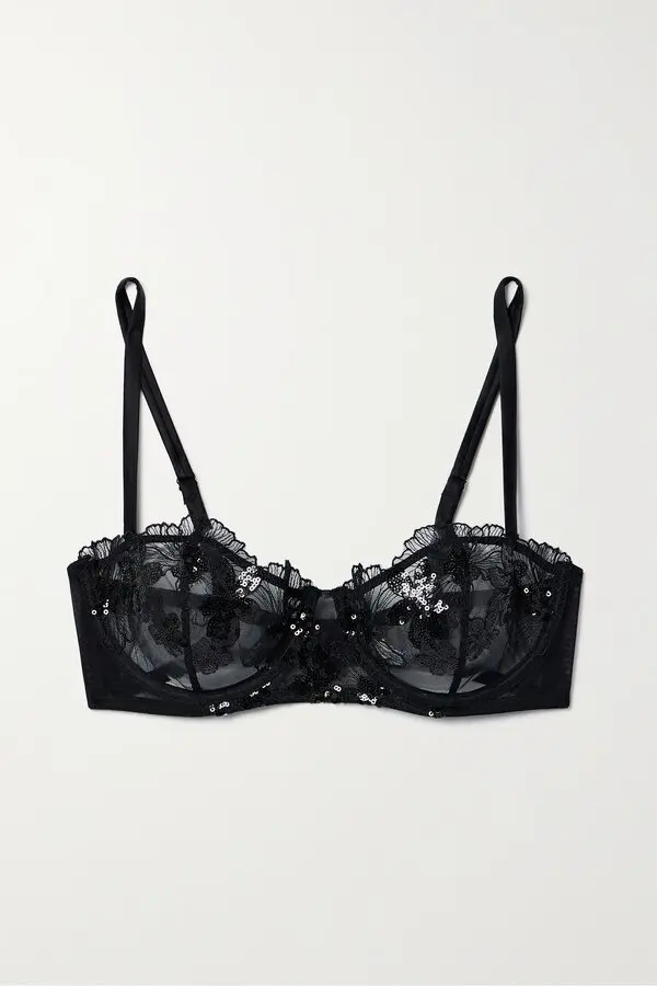 FLEUR DU MAL Net Sustain Embellished Embroidered Recycled-tulle Underwired Soft-cup Bra