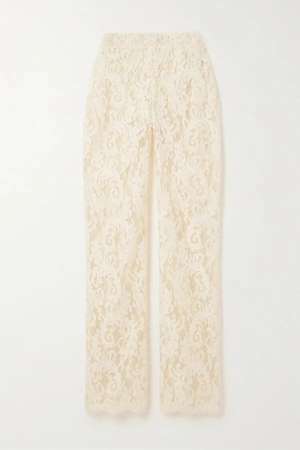 Safiyaa Gregora Straight-leg Corded Lace Pants - White