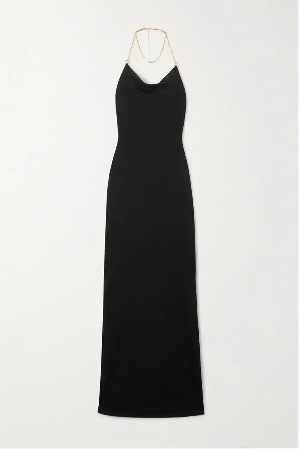 Bottega Veneta Chain-embellished Knitted Halterneck Gown