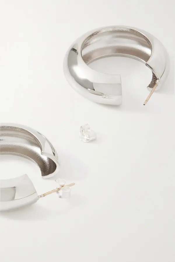 LAURA LOMBARDI Net Sustain Cusp Platinum-plated Hoop Earrings