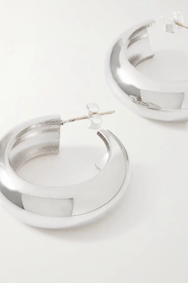 LAURA LOMBARDI Net Sustain Cusp Platinum-plated Hoop Earrings