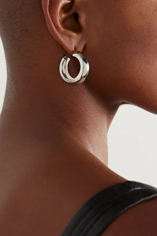 LAURA LOMBARDI Net Sustain Cusp Platinum-plated Hoop Earrings