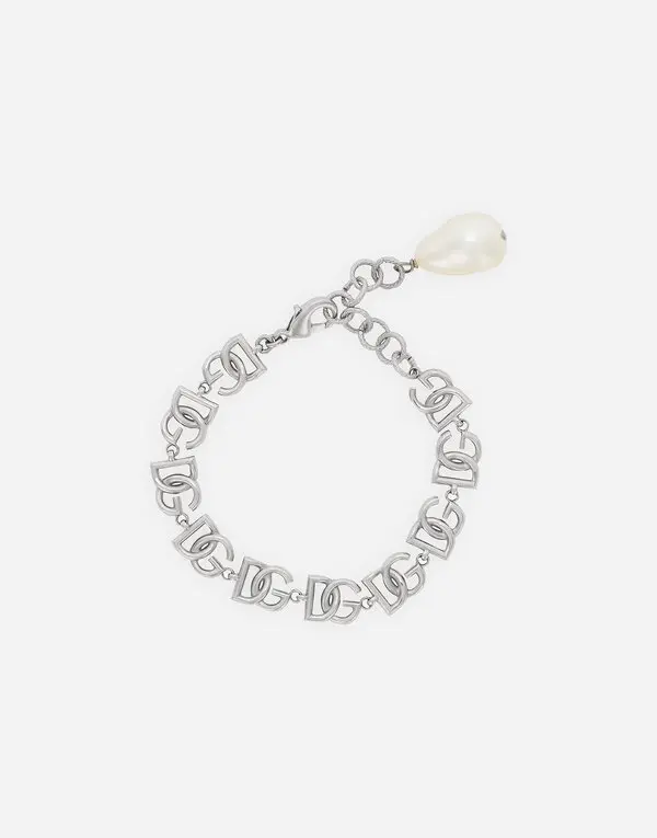 Dolce & Gabbana Link Bracelet With Dg Logo - Silver
