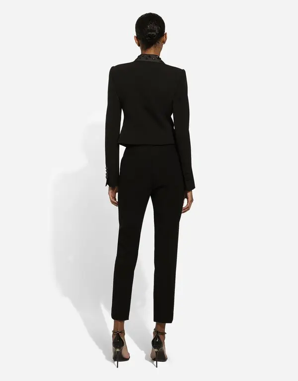 Dolce & Gabbana Cropped Wool Jacket With Rhinestone Details - Multicolor