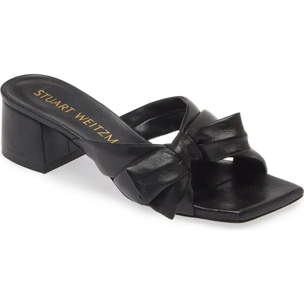 STUART WEITZMAN Sofia Bow Sandal - Black Leather