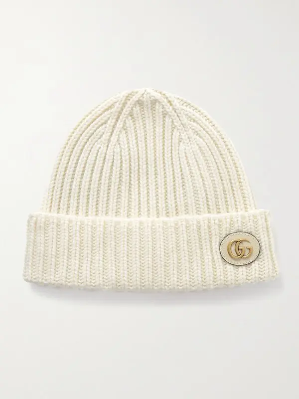 Gucci Victor Appliquéd Ribbed Beanie - Ivory