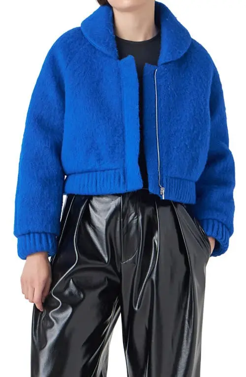 GREY LAB Felted Wool Blend Bomber Jacket