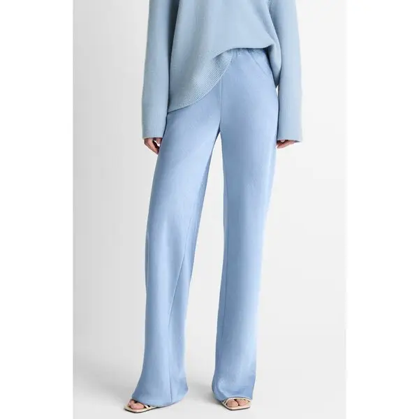 Vince Colette High-waist Fluid Satin Bias Pants - Pacific