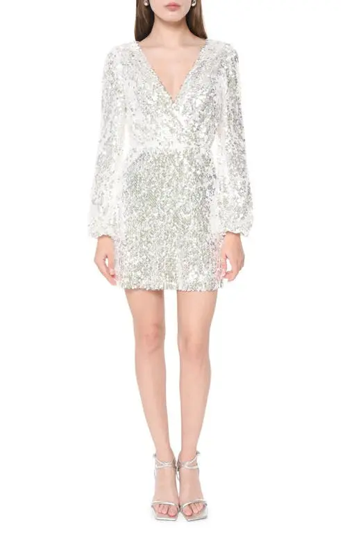 wayf carrie sequin mini dress Wayf Carrie Long Sleeve Sequin Minidress In Silver Sequin - 61% Off