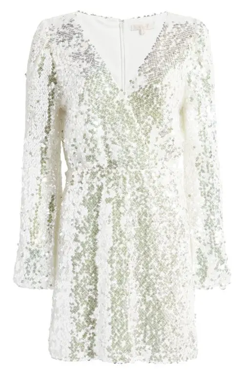 wayf carrie sequin mini dress WAYF Carrie Long Sleeve Sequin Minidress in Black Sequin at Nordstrom, Size Small