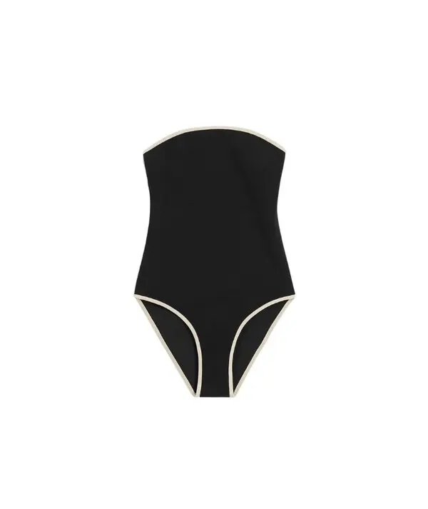TOTEME Stripe Edge Strapless One Piece Swimsuit - Black