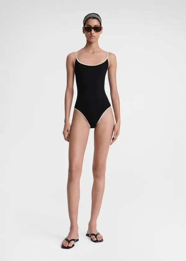 TOTEME Stripe Edge One-piece Swimsuit - Black