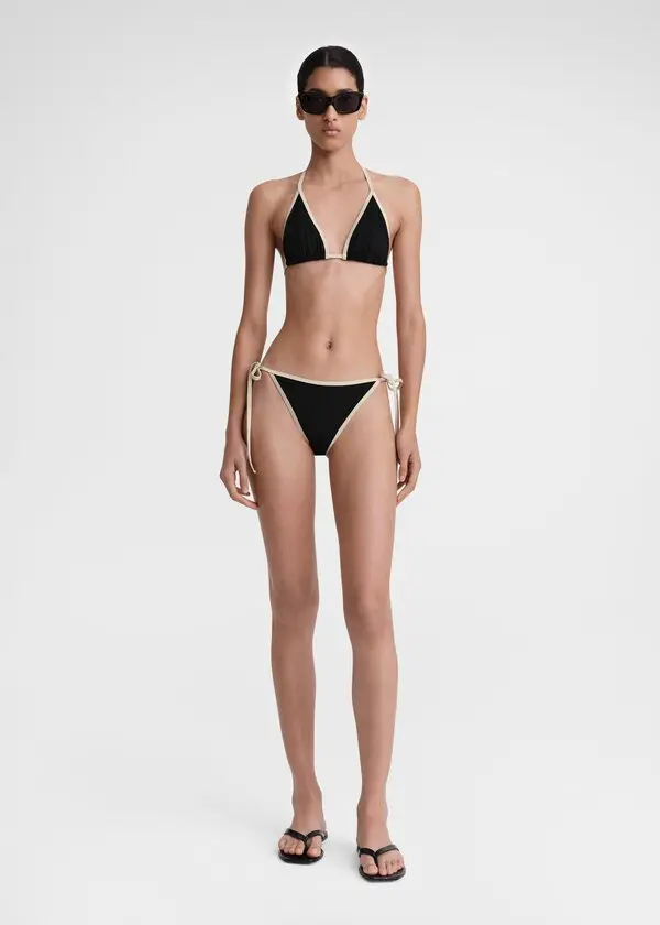 TOTEME Stripe Tie Bikini Top - Black