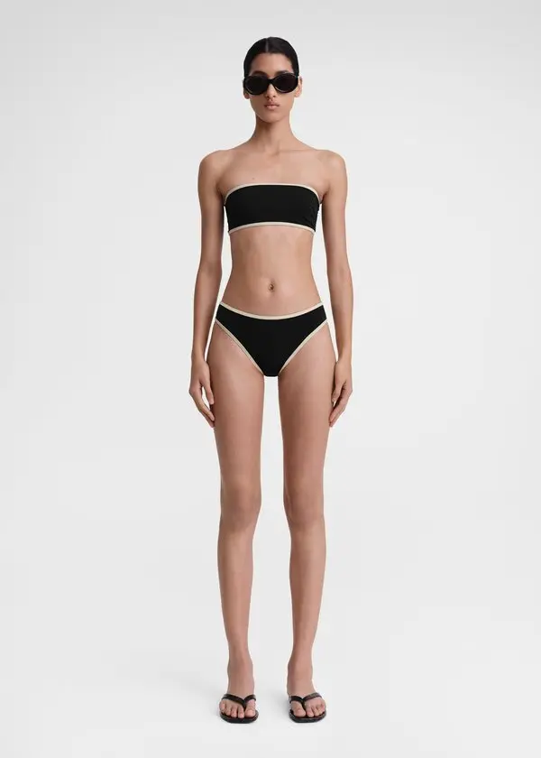 TOTEME Stripe Edge Bikini Bottom - Black