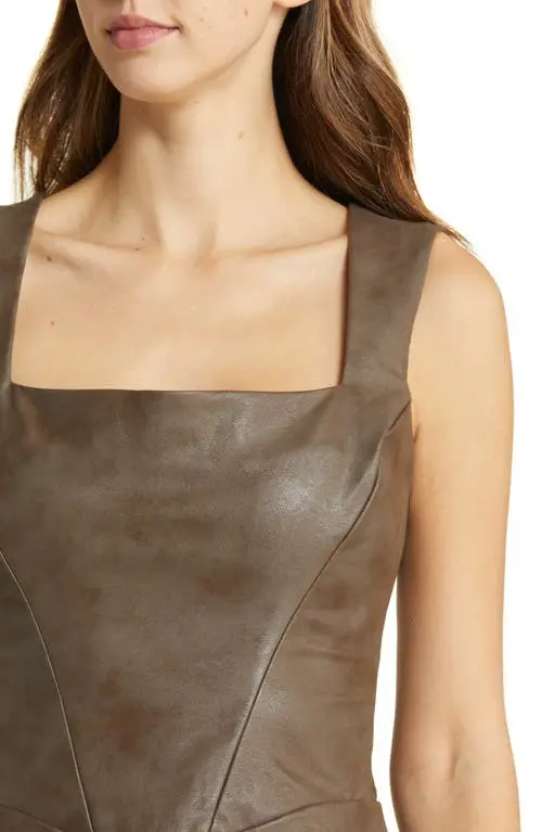 House Of Cb Pandora Faux Leather Minidress - Mocha | Editorialist