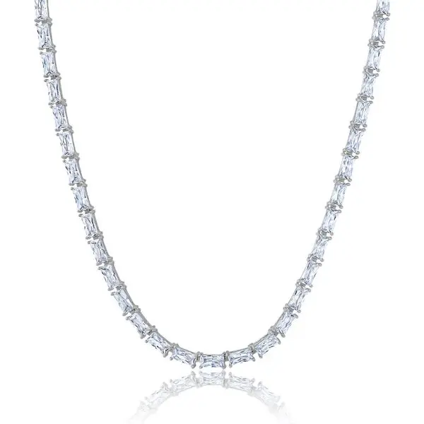 CRISLU Baguette Cut Cubic Zirconia Tennis Necklace - No Color