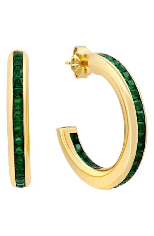CRISLU Cubic Zirconia Hoop Earrings - Emerald