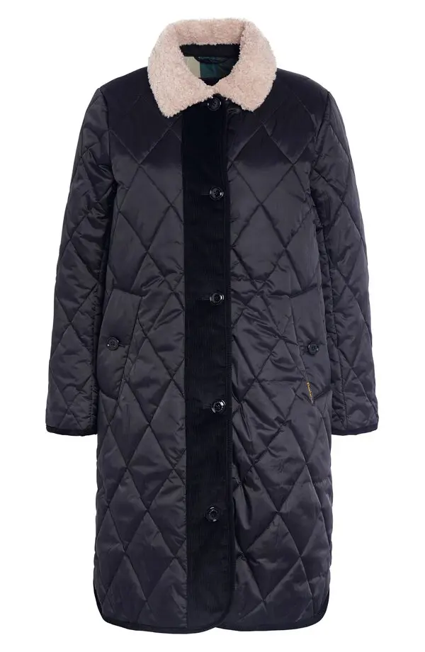 Barbour Mulgrave Quilted Jacket With Faux Shearling Trim