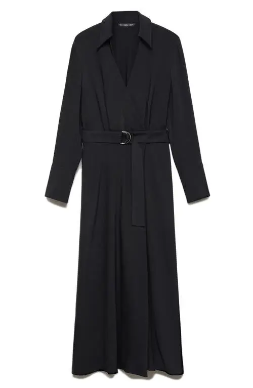 Mango Long Sleeve Wrap Maxi Shirt Dress