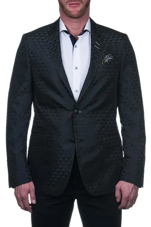 MACEOO Socrate Skull Print Two Button Notch Lapel Blazer