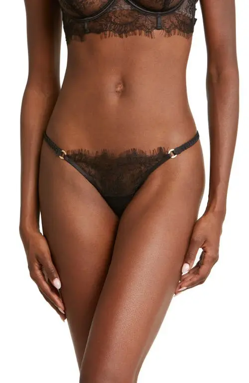 Bluebella Camelia Eyelash Lace & Mesh Thong - Black