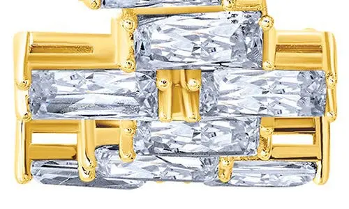 CRISLU Baguette Cut Cubic Zirconia Huggie Hoop Earrings - Gold