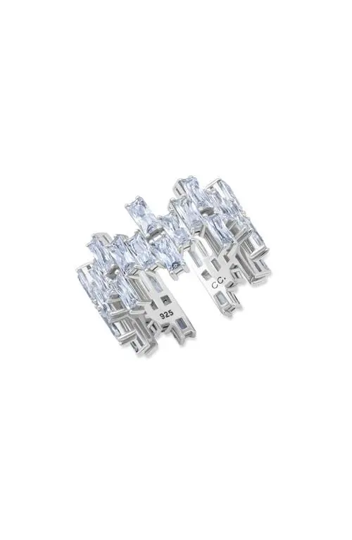 CRISLU Staggered Baguette Cut Band Ring - Silver