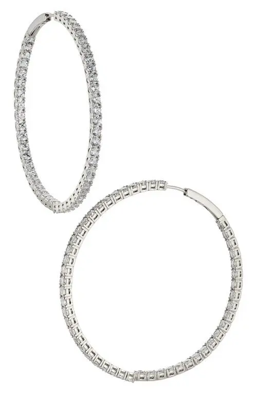 Nadri Inside Out Hoop Earrings - Rhodium