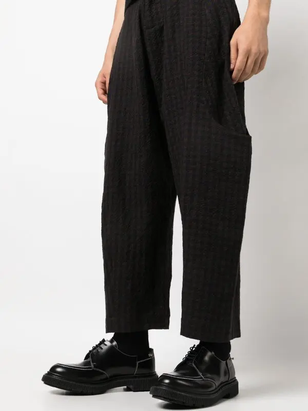 Sage Nation Malay Gingham Check-Print Trousers - Brown | Editorialist