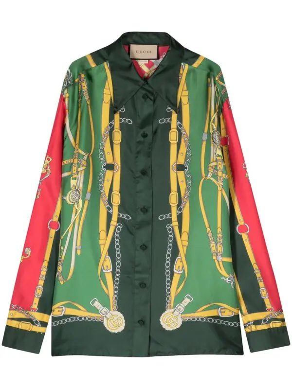 Gucci Harness Print Silk Shirt