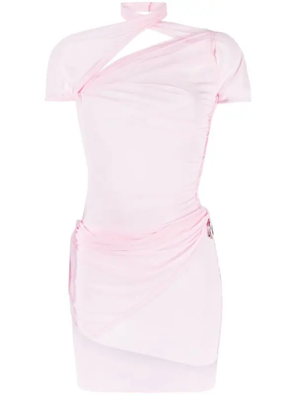 asymmetric draped cut out mini dress Women's Draped Asymmetric Mini Dress - Cream - US 10 - Diane