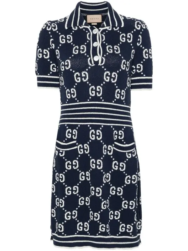 infamous blue dress Gucci Logo Silk Pleated Porcelain Garden Midi Dress Ivory Blue main image 0