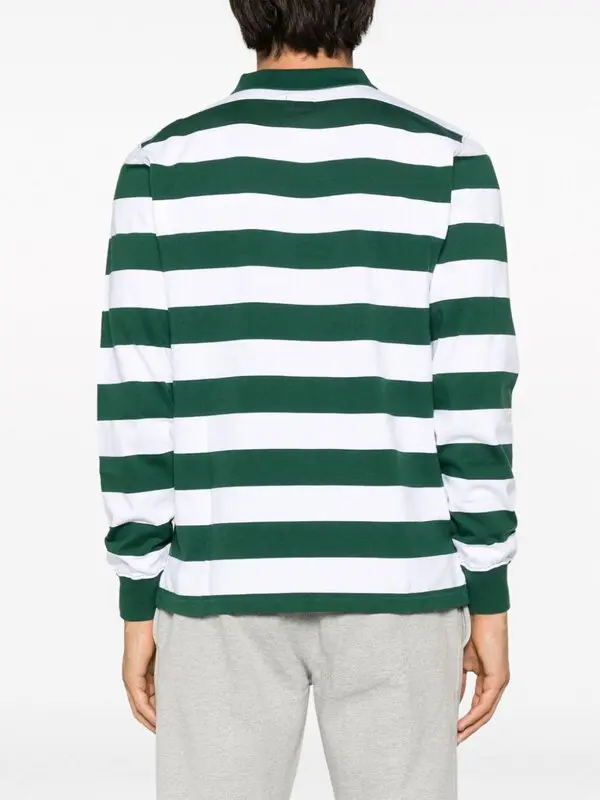 NOAH Green Striped Jersey Polo Shirt