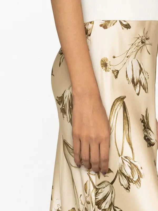 REFORMATION Neutral Layla Floral-print Silk Maxi Skirt